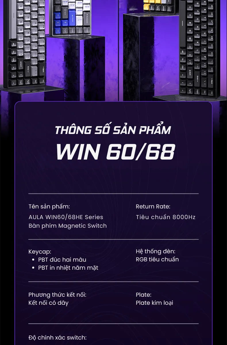 Bàn Phím Gaming AULA Win 68 HE RGB Black | Rapid trigger, Chính hãng ...